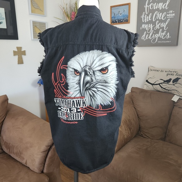 Shirts | Bikerwear Tomahawk Fall Ride Black Denim Button Down Shirt ...